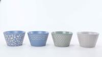 China Matte Pastel Geometric Embossed Ceramic Mug & Bowl Matching Set for sale