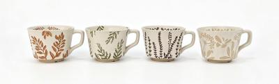 China Speckled Botanical Leaf Ceramic Tableware Set (Mugs, Bowls & Plates) for sale