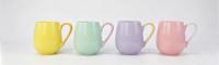 China Pastel Contrast Handle Bulbous Ceramic Coffee Mug for sale