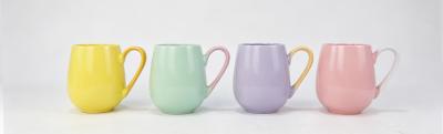 China Pastel Contrast Handle Bulbous Ceramic Coffee Mug for sale