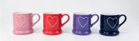 China Raised Embossed Heart Outline Ceramic Coffee Mug for sale