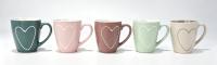 China Raised Embossed Heart Outline Ceramic Coffee Mug for sale