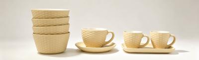 China Woven Texture Embossed Ceramic Dinnerware Set for sale