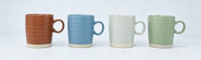 China Hand-Ribbed Two-Tone Ceramic Coffee Mug, Matte Solid Color Hand-Thrown Daily Drinking Cup for sale