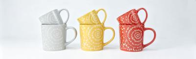 China Boho Mandala Pattern Ceramic Mug Set, 2 Size Matching Ethnic Decorative Coffee & Espresso Cups for sale