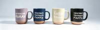 China Nordic Two-Tone Family Quote Ceramic Coffee Mugs, Danish Parent & Casual Coffee Text Drink Cups with Matte Glaze Base for sale