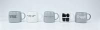 China Chubby Minimalist Funny Quote Ceramic Coffee Mugs, Curved Short Body Neutral Tone Novelty Slogan Drink Cups for sale