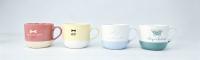 China Pastel Two-Tone Speckled Ceramic Chubby Mugs, Pet & Inspirational Nature Quote Short Body Coffee Cups for sale