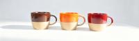China Autumn Two-Tone Split Glaze Chubby Ceramic Coffee Mugs, Glossy Upper & Matte Raw Base Seasonal Warm Color Drinking Cups for sale