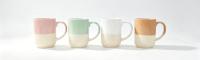 China Pastel Two-Tone Speckled Split Glaze Ceramic Coffee Mugs, Dual Color Block Rustic Speckle Tea Cup Set for sale