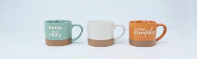 China Fall Season Two-Tone Speckled Ceramic Mugs, Harvest Cozy Themed Split Glaze Short Coffee Cup Set for sale