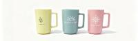 China Soft Pastel Inspirational Quote Ceramic Mug Set, Square Handle Positive Mindset Minimalist Mugs for sale
