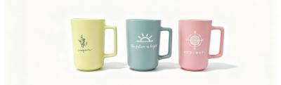 China Soft Pastel Inspirational Quote Ceramic Mug Set, Square Handle Positive Mindset Minimalist Mugs for sale
