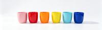 China Solid Bright Color Rounded Barrel Ceramic Tumbler Mugs, Handle-Free Rainbow Gloss Coffee Cup Set for sale
