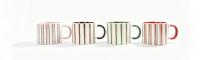 China Retro Vertical Stripe Color Accent Ceramic Mug Set for sale