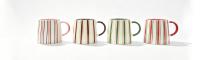 China Retro Vertical Stripe Color Accent Ceramic Mug Set for sale