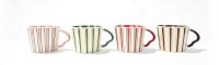 China Retro Vertical Stripe Color Accent Ceramic Mug Set for sale