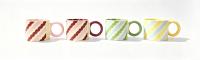 China Pastel Diagonal Wavy Stripe Big Round Handle Short Ceramic Mug Set for sale
