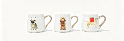 China Winter Holiday Watercolor Curved Belly Ceramic Mug Collection for sale