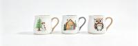 China Winter Holiday Watercolor Curved Belly Ceramic Mug Collection for sale