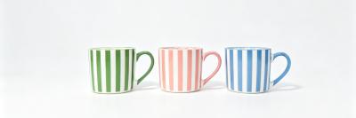 China Pastel Vertical Stripe Hand-Drawn Ceramic Mug SeriesFull English Commercial Product Introduction for sale