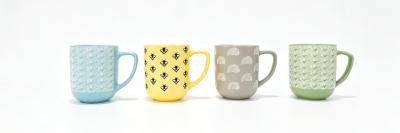 China Minimal Boho Geometric & Nature Motif Pastel Ceramic Mug Set for sale
