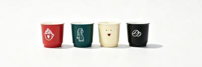 China Cute Mini Short Stackable Seasonal & Coffee Theme Ceramic Cup 4-Piece Set for sale