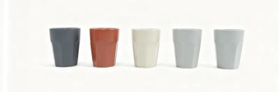 China Modern Sculpted Hexagonal Facet Solid Color Ceramic Tumbler Cup Set for sale