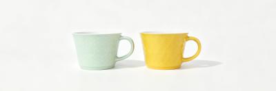 China Modern Sculpted Hexagonal Facet Solid Color Ceramic Tumbler Cup Set for sale