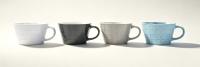 China Modern Sculpted Hexagonal Facet Solid Color Ceramic Tumbler Cup Set for sale