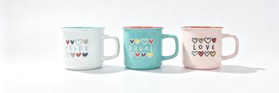China Rainbow Heart Love Equality Kindness Camp Style Ceramic Mug 3-Piece Set for sale
