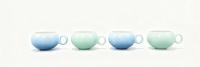 China Gradient Speckled Round Belly Tiny Loop Handle Soup & Coffee Ceramic Mug 4-Piece Set for sale