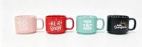 China Four-Season Themed Floral Interior Glossy Ceramic Mug 4-Piece Set for sale