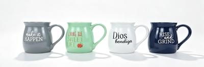 China Curved Belly Two-Tone Inspirational & Love Quote Ceramic Mug Full Collection (8 Styles) for sale
