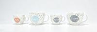 China Polka Dot Inspirational Quote Ceramic Mugs, Hello Happy Dream Porcelain Coffee Cups in 2 Sizes for sale
