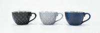 China Multi-Style Geometric Emboss Porcelain Breakfast Mugs, Colorful Wide Mouth Latte Tea Cups Collection for sale