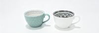 China Multi-Style Geometric Emboss Porcelain Breakfast Mugs, Colorful Wide Mouth Latte Tea Cups Collection for sale