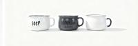 China Vintage Enamel Style Wide Belly Ceramic Soup Mugs, Multicolor French Minimalist Large Capacity Breakfast Bowls with Handle for sale