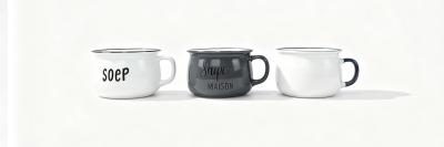 China Vintage Enamel Style Wide Belly Ceramic Soup Mugs, Multicolor French Minimalist Large Capacity Breakfast Bowls with Handle for sale