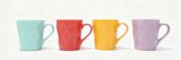 China 3D Embossed Diamond Geometric Textured Ceramic Coffee Mugs, 4-Pack Vibrant Solid Color Latte Tea Cups Set for sale