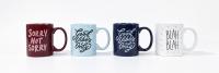China Slogan Quote Graphic Ceramic Coffee Mugs, 4-Pack Personality Motivational Letter Tea Cup Set for sale