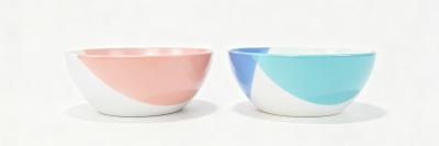 China Pastel Diagonal Color Block Ceramic Tableware Set, Cylindrical Straight Mugs & Round Salad Bowls, Modern Minimalist Two-Tone Dinnerware for sale