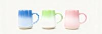 China Gradient Speckled Glaze Ceramic Mugs, Raw Clay Base Two-Tone Coffee Cups, Pastel Ombre Handle Mugs for sale