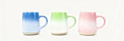 China Gradient Speckled Glaze Ceramic Mugs, Raw Clay Base Two-Tone Coffee Cups, Pastel Ombre Handle Mugs for sale