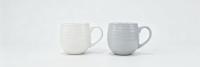 China Horizontal Ribbed Barrel Ceramic Mugs, Textured Large Belly Coffee Mugs, Solid Glossy Drinking Cups for sale