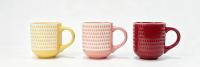 China Embossed Teardrop Pattern Two-Tone Ceramic Mugs, Raised Water Drop Textured Coffee Cups for sale