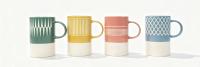 China Geometric Pattern Speckled Ceramic Mugs Set, Two-Tone Hand Painted Coffee Tea Mugs with Matching Handle for sale