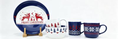 China Nordic Fair Isle Knit Style Christmas Ceramic Dinnerware Set for sale