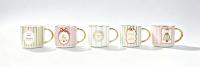 China Vintage Striped Christmas Ceramic Mugs with Gold Trim, Set of 5 for sale