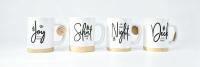 China 4 Pack Rustic Bottom Clay Christmas Mugs, Farmhouse Script Holiday Coffee Mugs Joy Silent Night Deck The Halls Ceramic Cups for sale